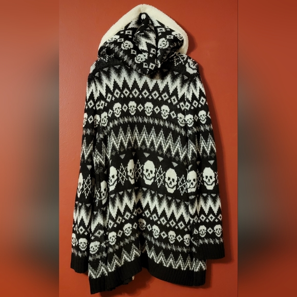 Sweaters | Xxl Fair Isle Skull Duster Sweater Fleece Plus Size Goth ...
